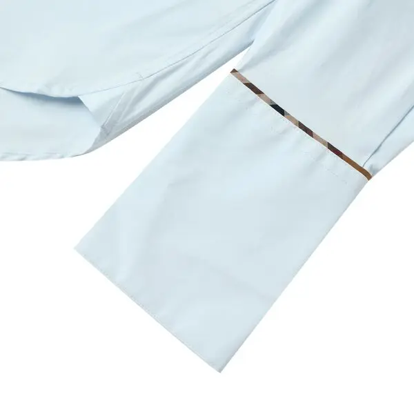 Burberry Check Trim Stretch Cotton Shirt
