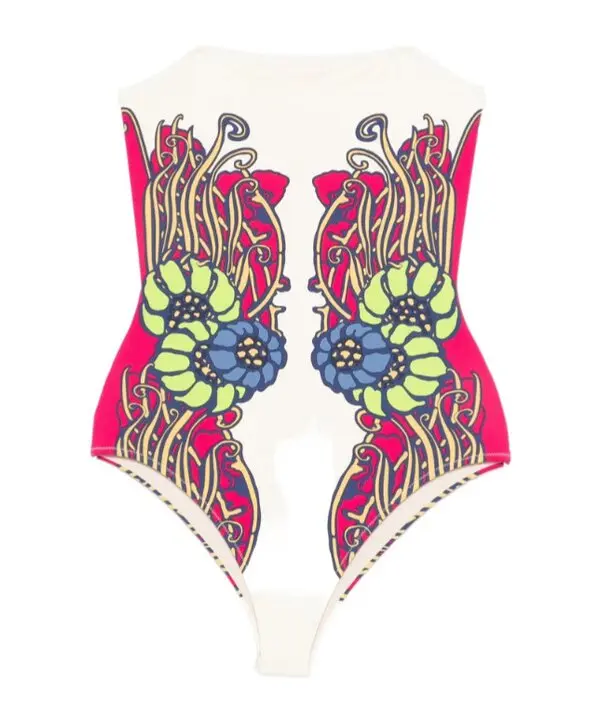 La DoubleJ Printed Bodysuit With Spaghetti Straps - Multicolor