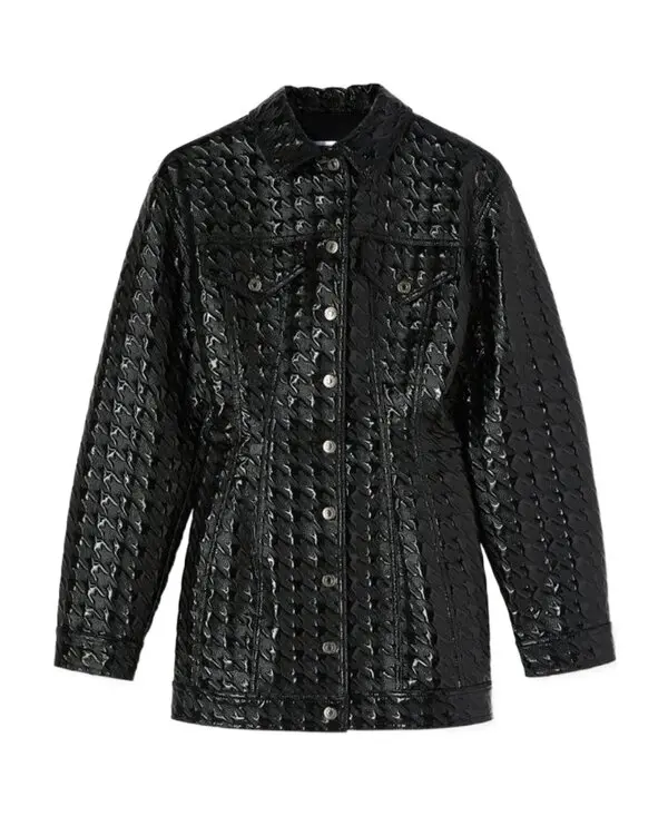 MSGM Embossed Pattern Fitted Waist Shirt Jacket