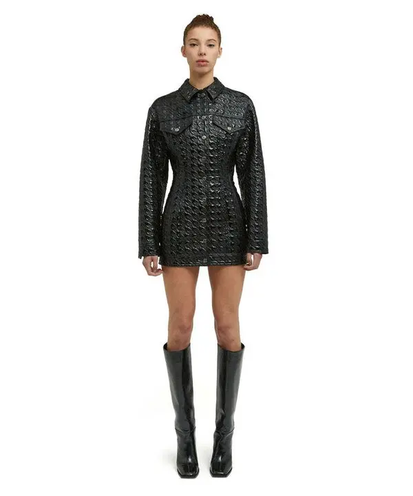 MSGM Embossed Pattern Fitted Waist Shirt Jacket