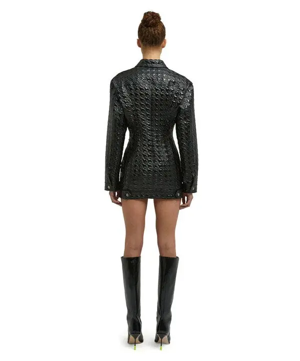MSGM Embossed Pattern Fitted Waist Shirt Jacket