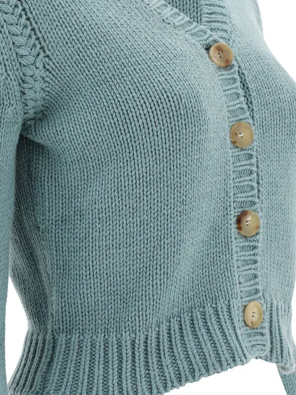 Chloé Cropped Buttoned Cardigan - Green