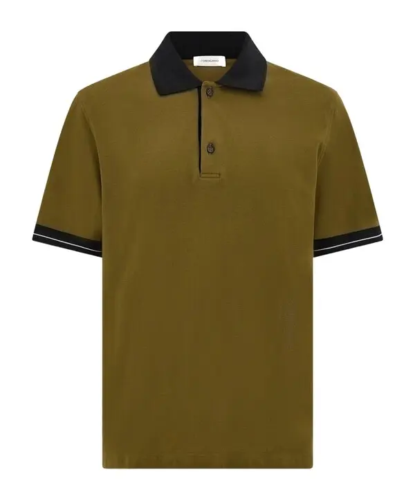 FERRAGAMO Color Block Detail Polo Shirt - Brown
