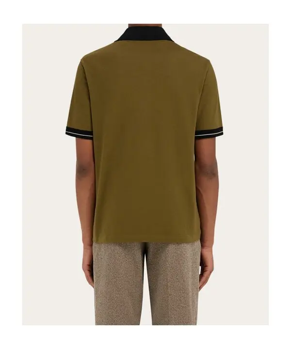 FERRAGAMO Color Block Detail Polo Shirt - Brown