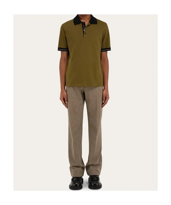 FERRAGAMO Color Block Detail Polo Shirt - Brown