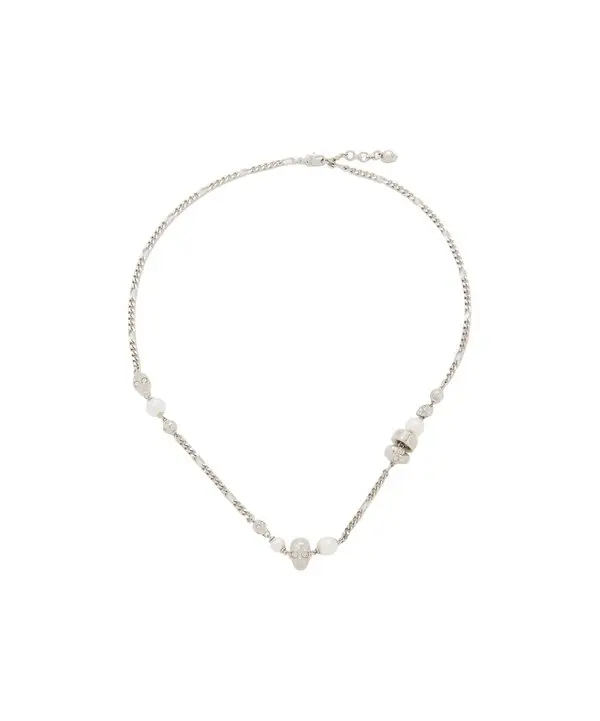 Alexander McQueen Skull Embellished Necklace - White