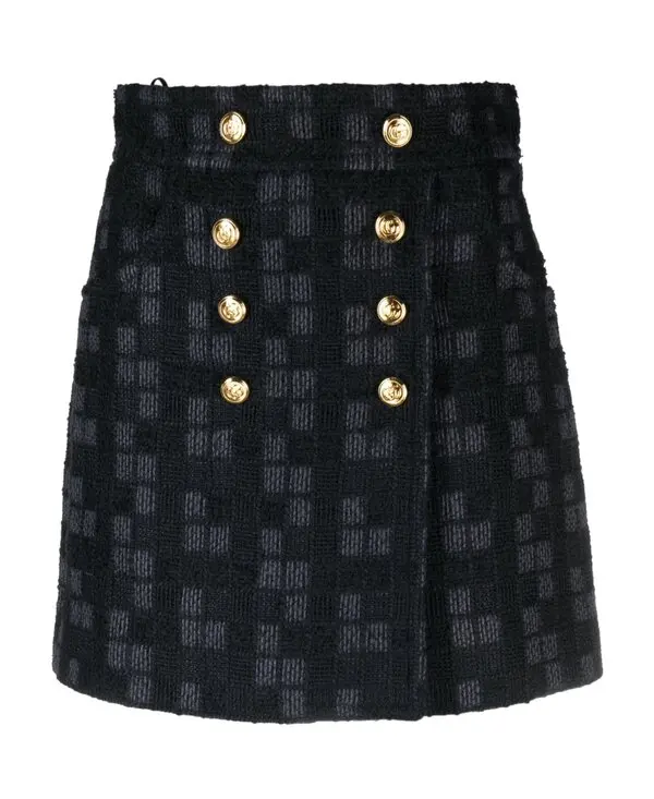 Gucci Double-breasted Tweed Mini Skirt - Black