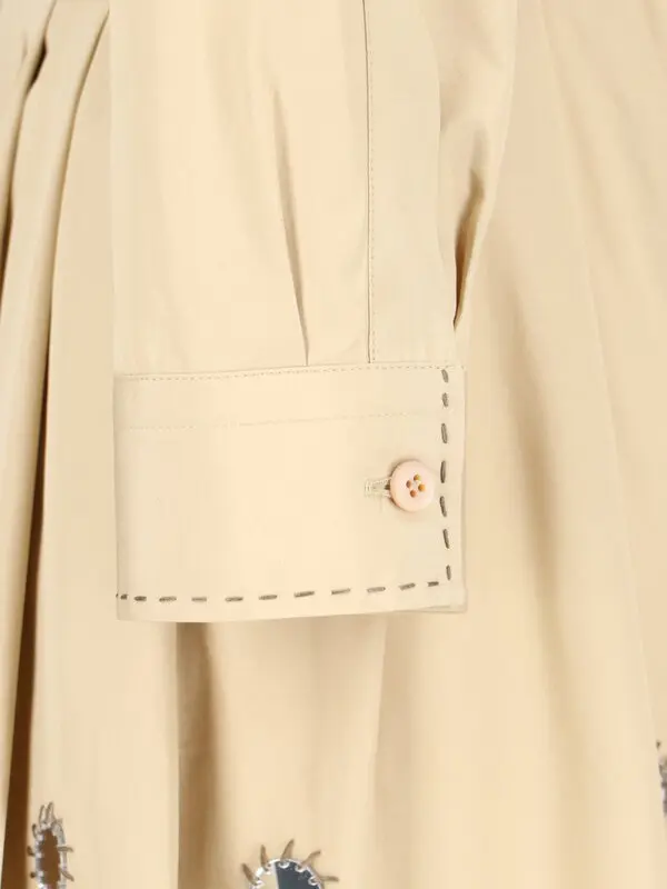 Prada Belted Long-sleeve Midi Dress With Logo Detail