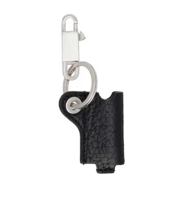 Rick Owens Leather Keyring With Lighter Case - Black