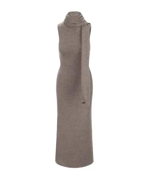 Staud Sleeveless High Neck Dress - Gray
