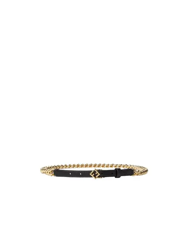 Fendi Ff Diamonds Chain Belt - Black, Gold