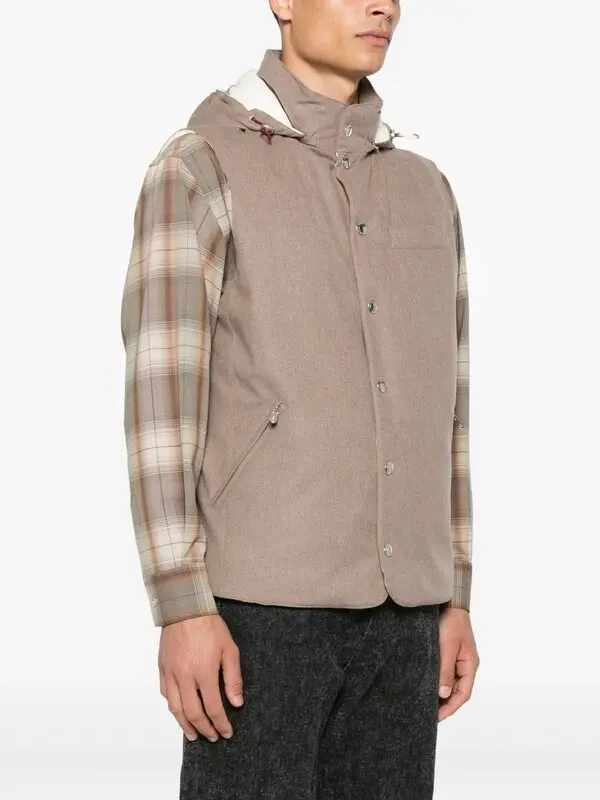 Brunello Cucinelli Sleeveless Hooded Gilet - Brown