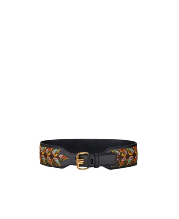 Etro Embroidered Leather Belt - Black