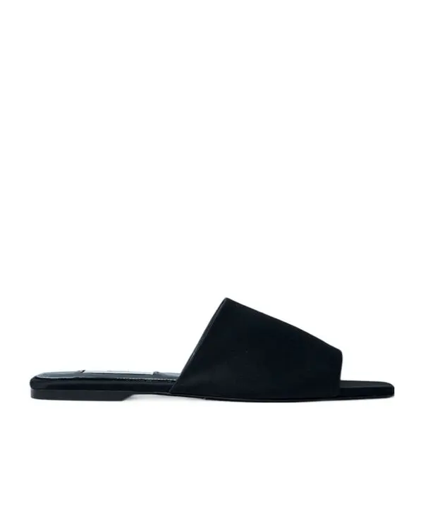 TOTEME Satin Bandage Slides - Black