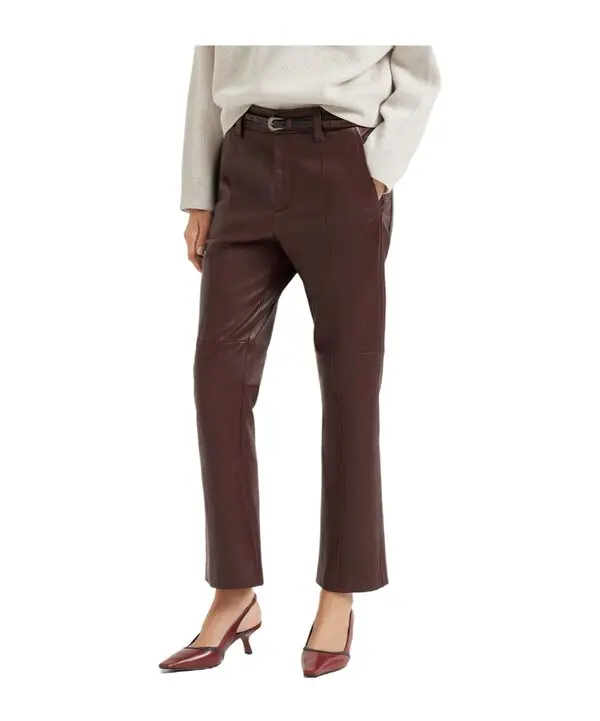 Brunello Cucinelli Leather Trousers - Red