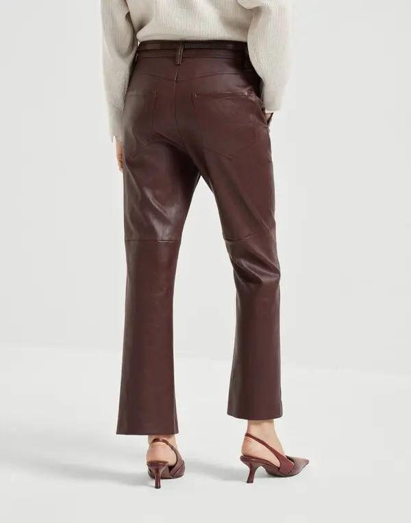 Brunello Cucinelli Leather Trousers - Red