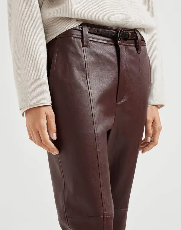 Brunello Cucinelli Leather Trousers - Red