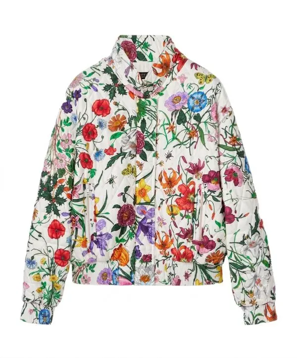 Gucci Printed Quilted Silk Jacket - Multicolor