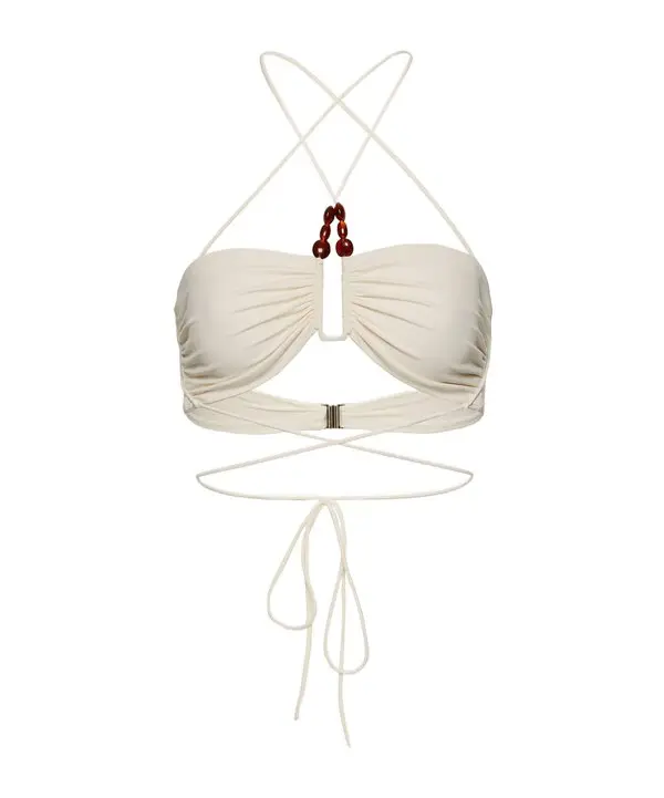 Magda Butrym Beaded Strappy Tube Top - Cream