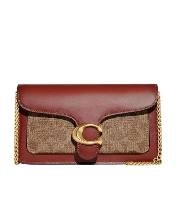 COACH Tabby Logo Plaque Clutch - Brown