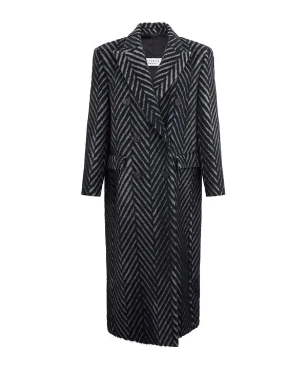 Peserico Chevron-knitted Double-breasted Long Coat