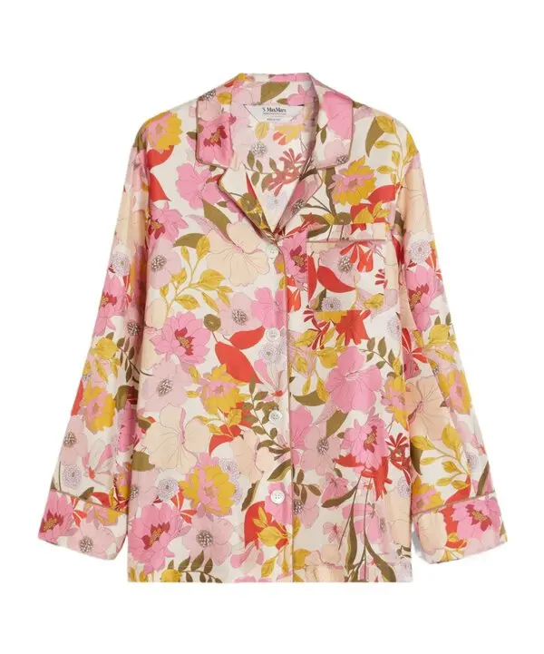 Max Mara Floral Printed Silk Twill Shirt - Pink