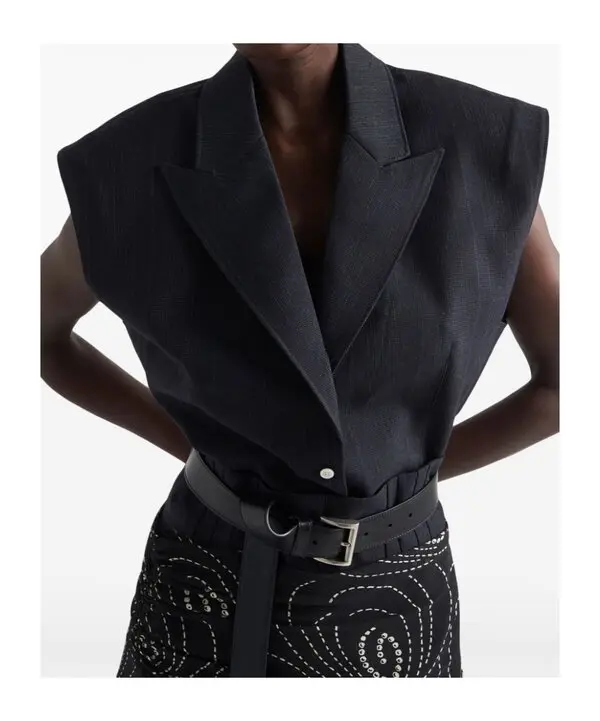 Prada Single-breasted Belted Gilet - Navy Blue