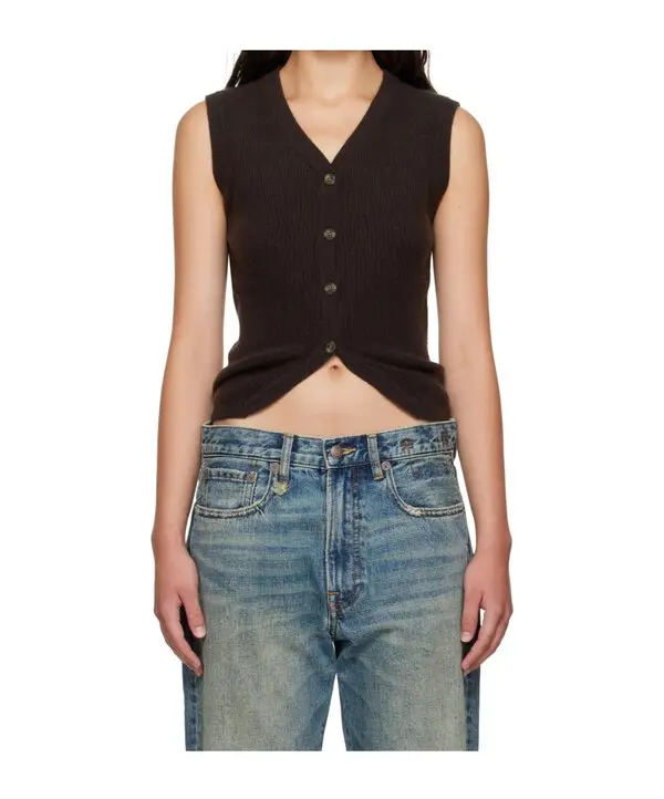 R13 V-neck Sleeveless Ribbed Knit Sweater