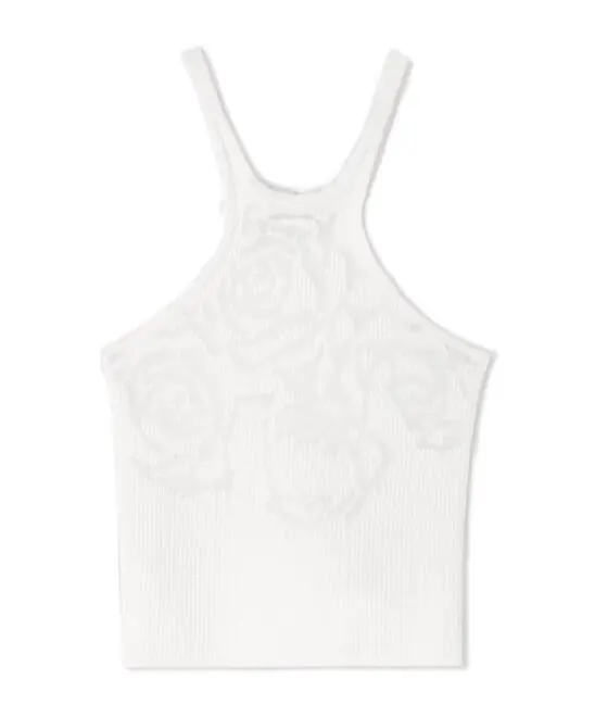 Ermanno Scervino Cotton Blend Knit Top With Devorè Rose