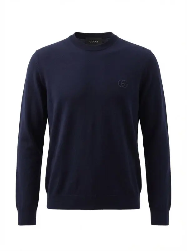 Gucci Wool Sweater With Embroidery - Dark Blue