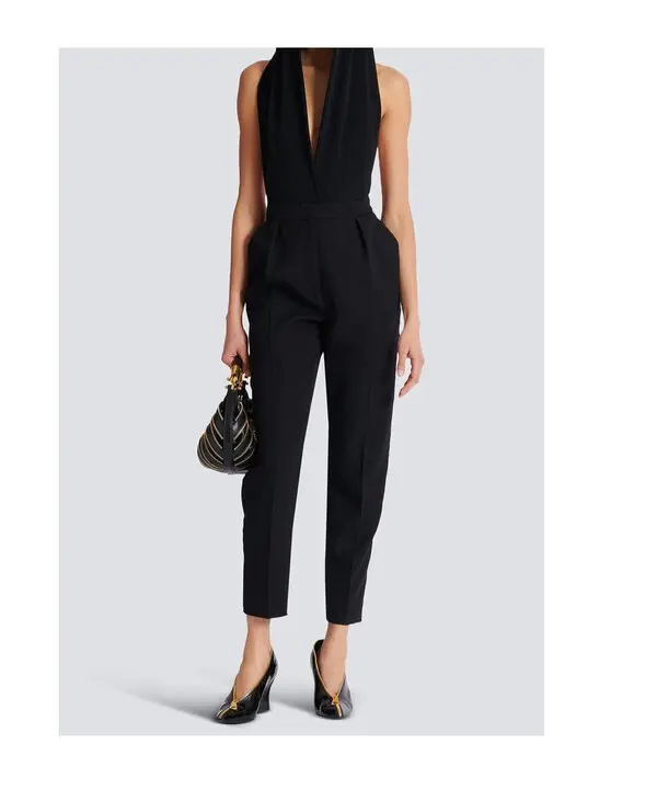 Balmain High Waisted Grain De Poudre Trousers