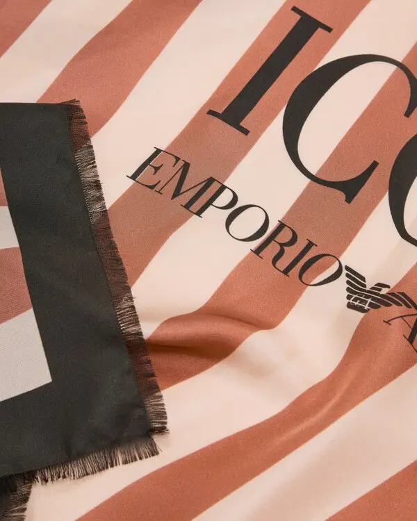 Emporio Armani Logo Printed Fringed Scarf