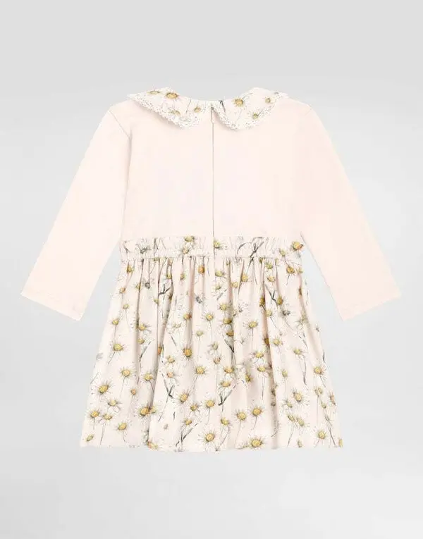 Dolce & Gabbana Daisy Print Bodysuit Dress With Lace Trim