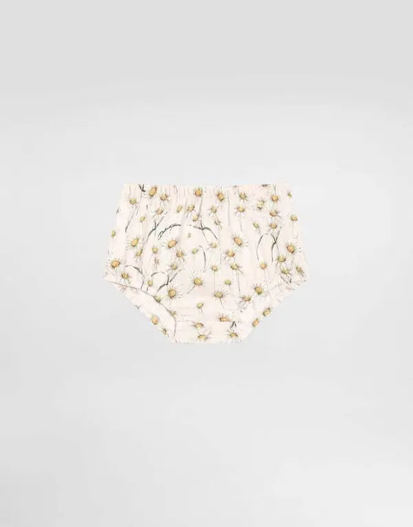 Dolce & Gabbana Daisy Print Bodysuit Dress With Lace Trim