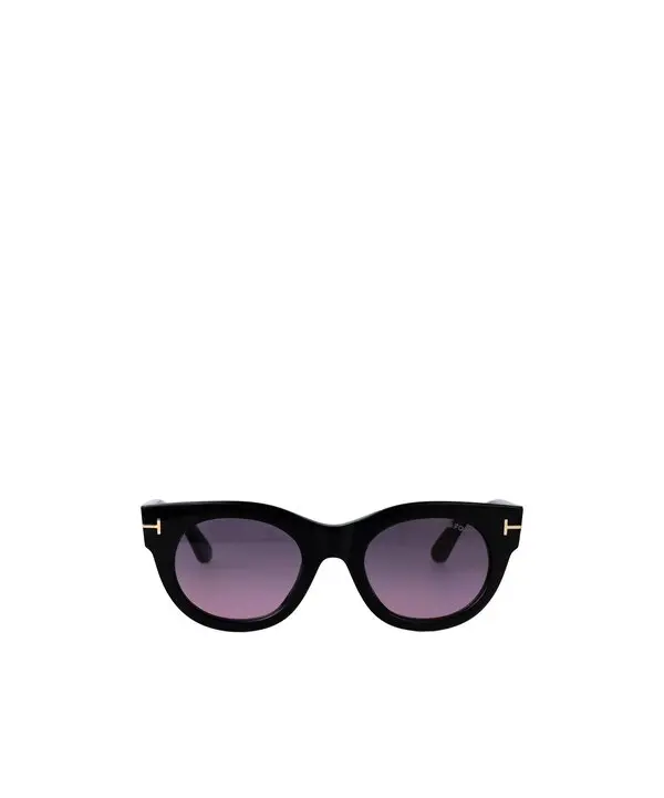 TOM FORD Round Frame Sunglasses - Shiny Black
