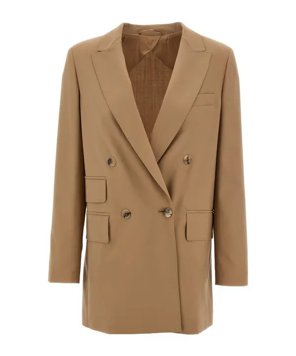 Max Mara Double Breasted Long Sleeve Coat - Brown