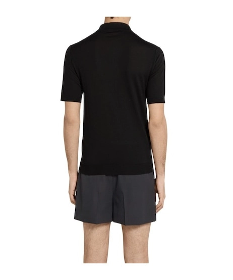 Gucci Fine Knit Short-sleeve Polo Top - Black