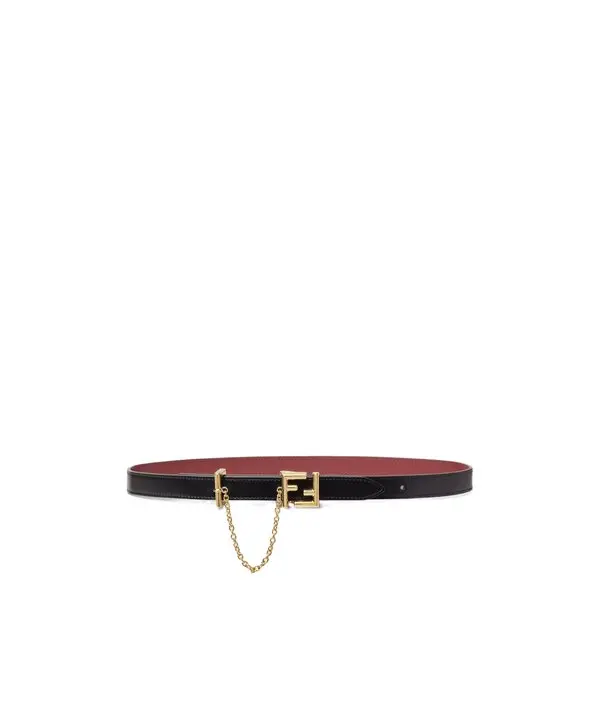 Fendi Ff Buckle Chain Detailed Belt - Black/brown