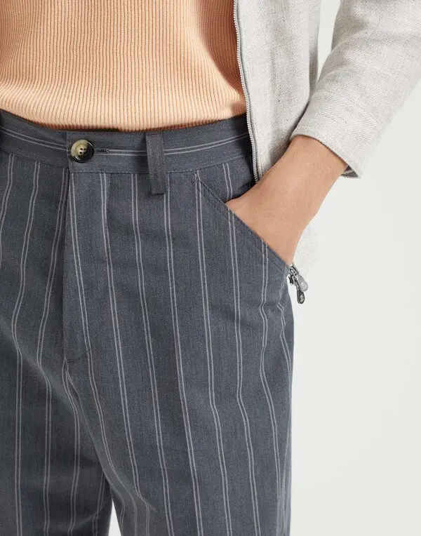 Brunello Cucinelli Tailored Striped Trousers - Medium Gray