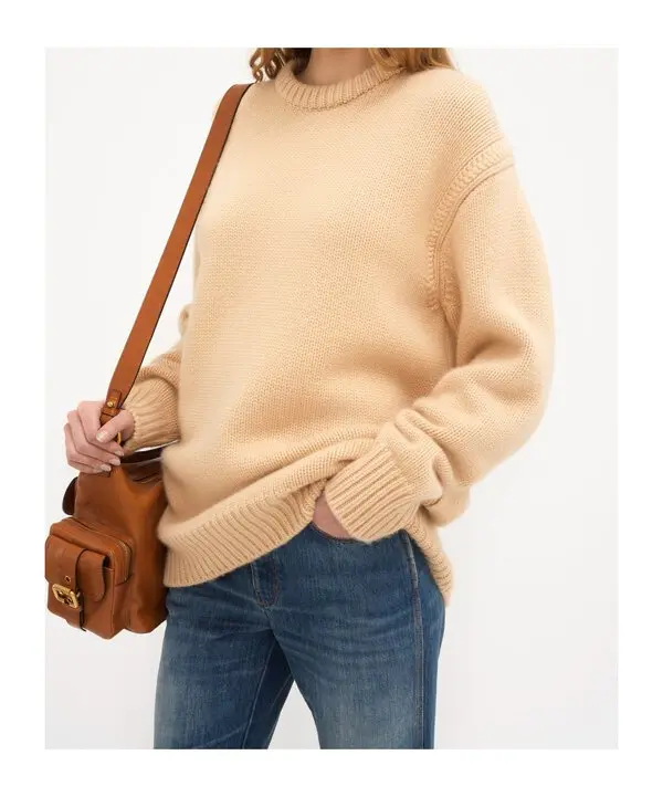 Chloé Oversized Knitted Jumper With Round Neck - Nude