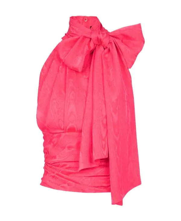 Balmain Ruched Halterneck Top With Front Tie Detail