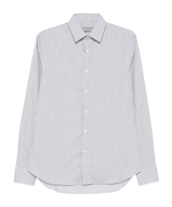 Canali Striped Long-sleeve Shirt - White
