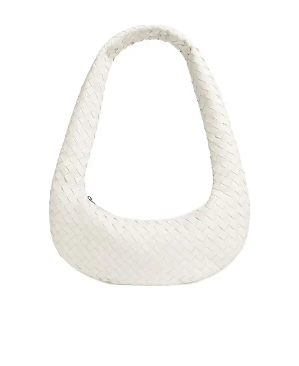 Bottega Veneta Intreciato Craft Shoulder Bag - White