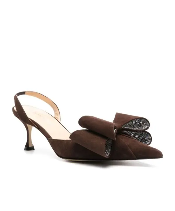 MACHMACH Mach & Mach 65mm Bow Embellished Slingback Pumps