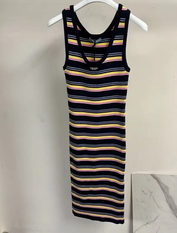 Prada Sleeveless Striped Dress