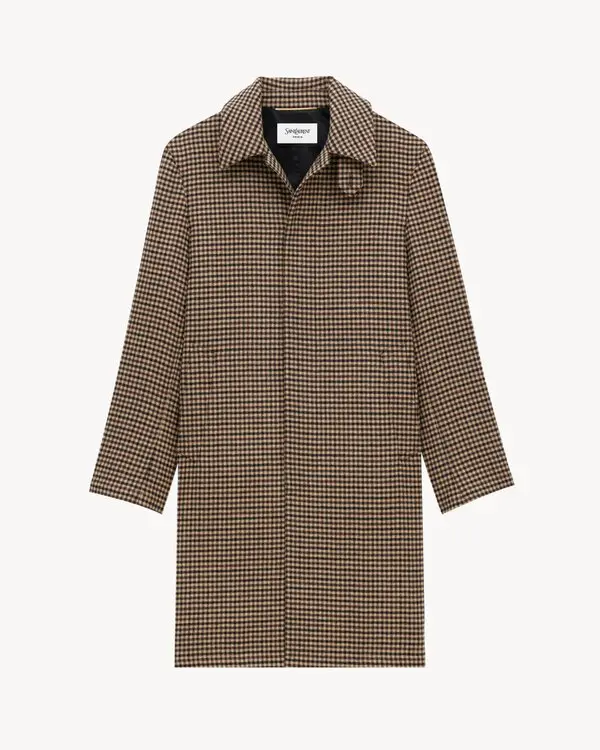 Saint Laurent Checked Mac Coat