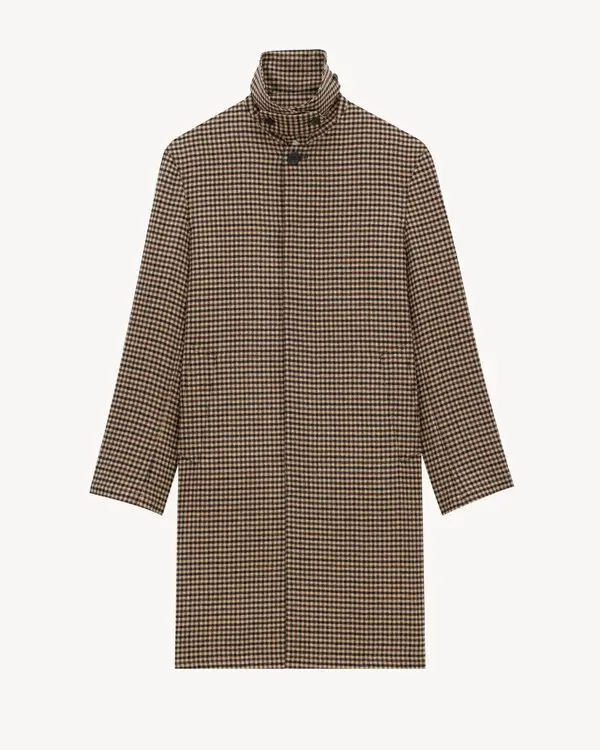 Saint Laurent Checked Mac Coat