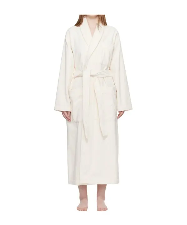 TEKLA Lace-up Bathrobe - Ivory White