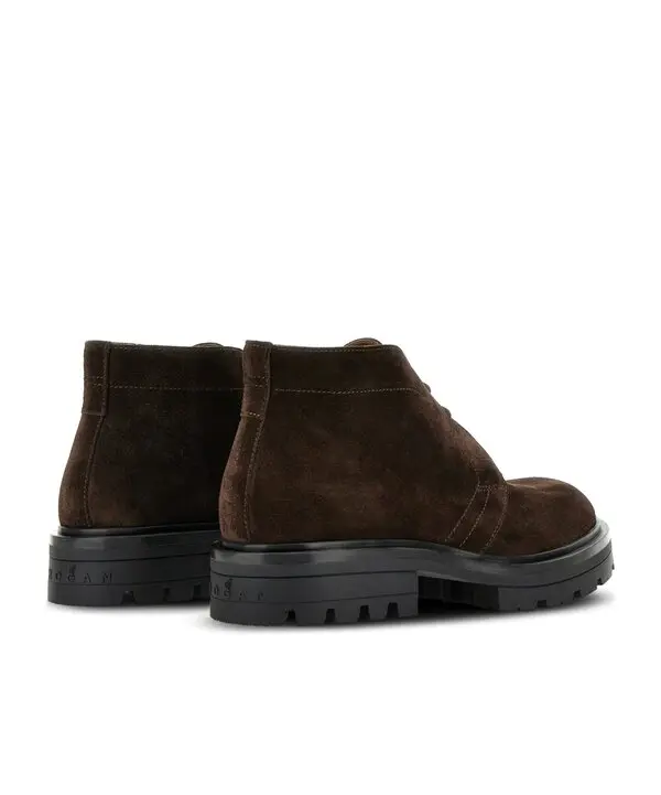 Hogan Suede Lace-up Boots - Brown