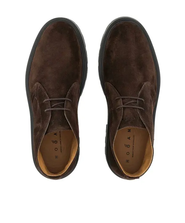 Hogan Suede Lace-up Boots - Brown